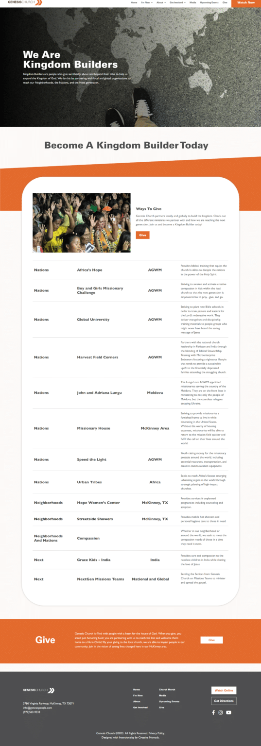 Give | Genesis Church | Genesis People